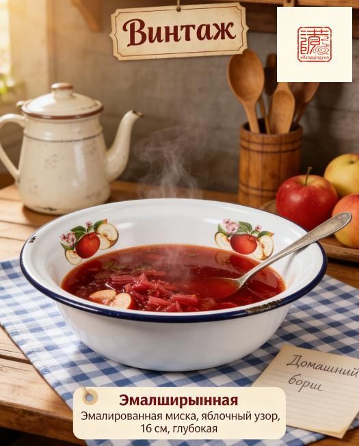 Супница, бульонница эмаль цвет белый