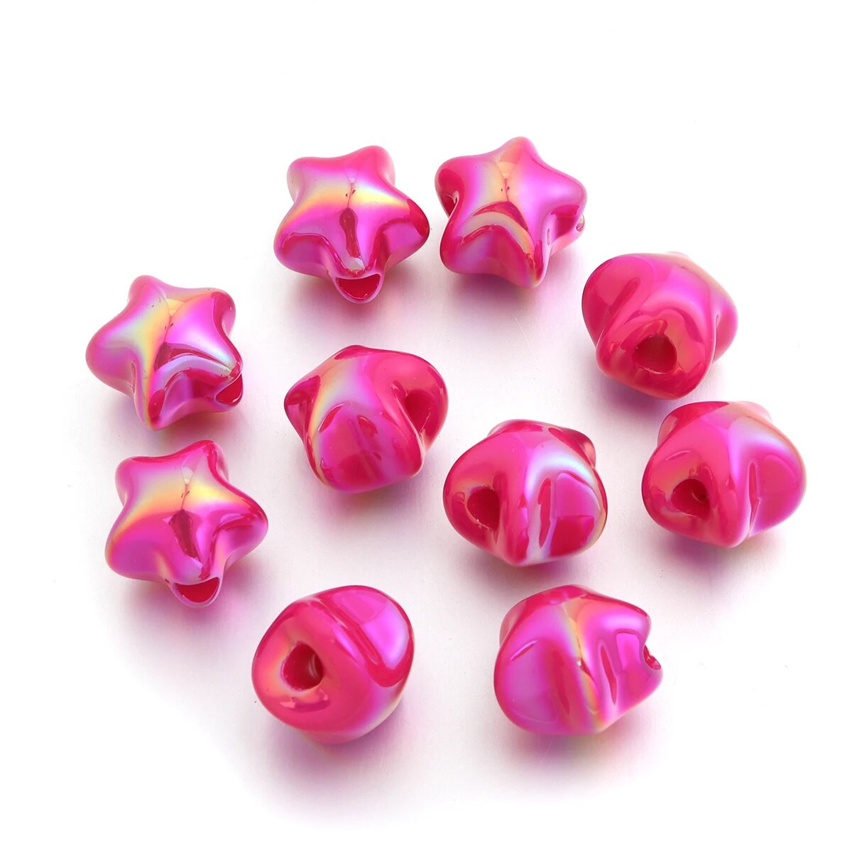 Акриловые бусины звездочки набор 10 штук hotpink