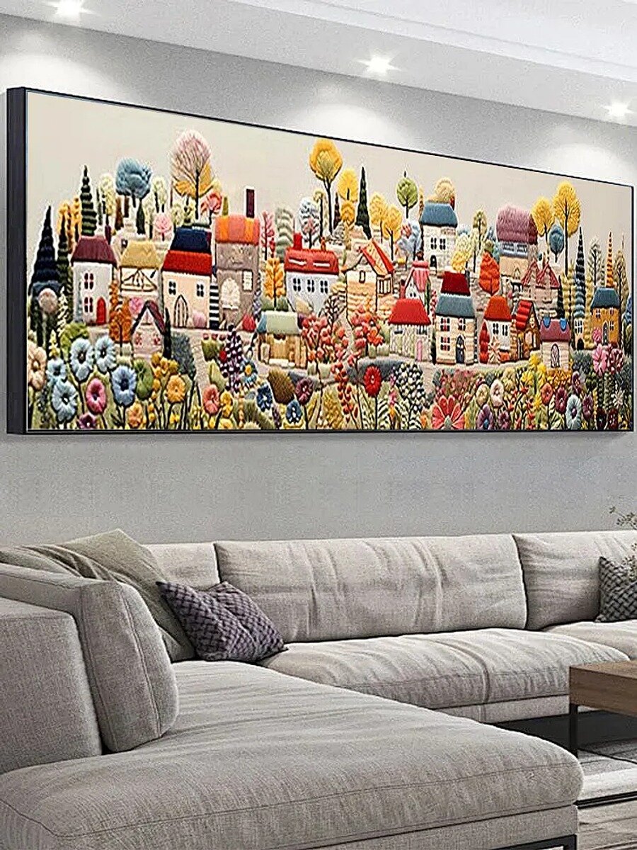Алмазная мозаика 130X50cm "Сказочный городок"ручной работы бриллиантовая картина