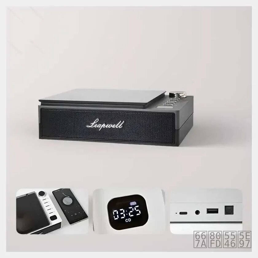 Leapwell HiFi CD-плеер, двухсторонний bluetooth-колонка, FM-радиоприемник, MP3-плеер, пульт дистанционного управления, встроенная батарейка