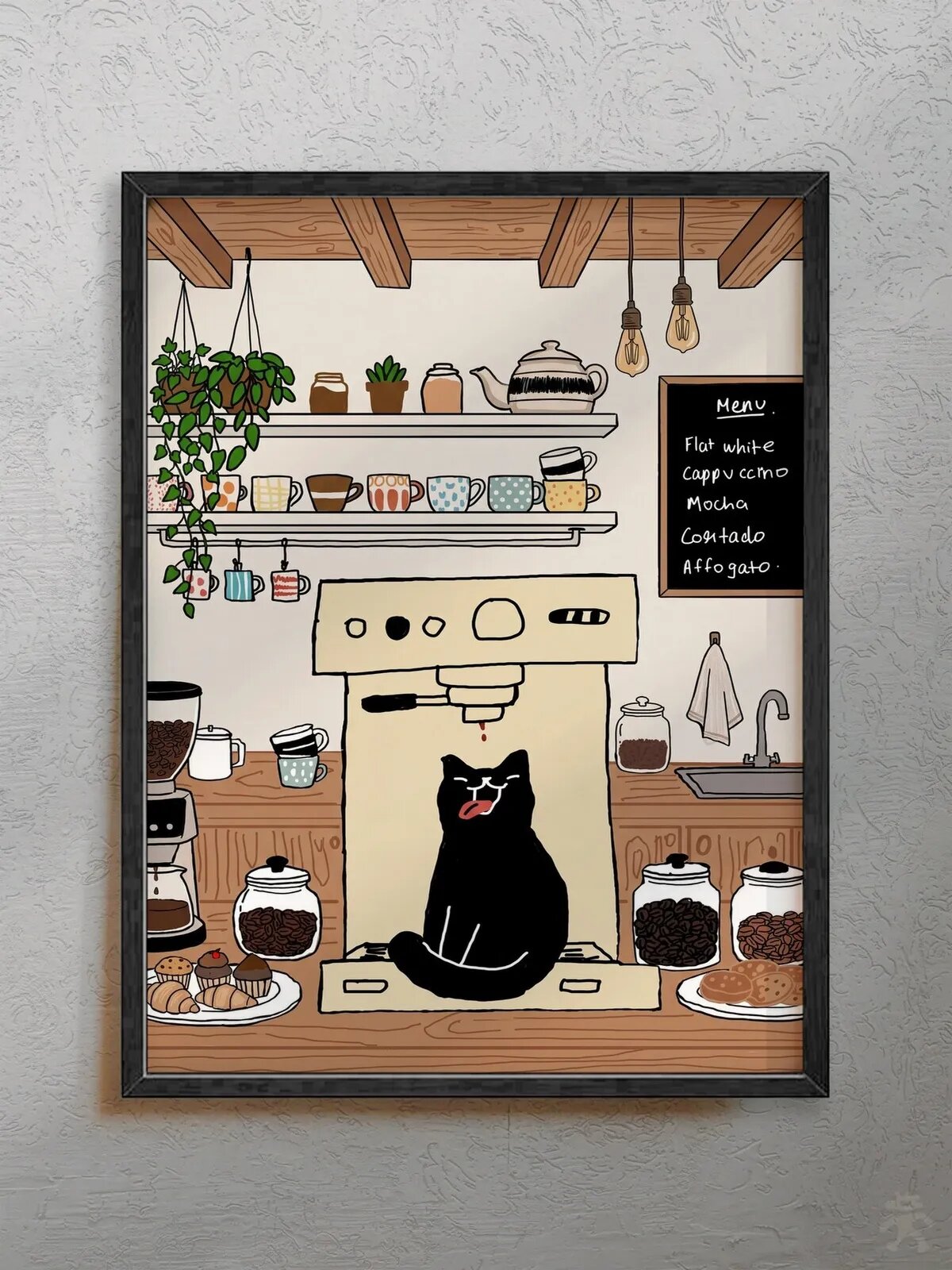 Интерьерный постер "The Café Cat" в стиле pinterest, формата 30x40 см.