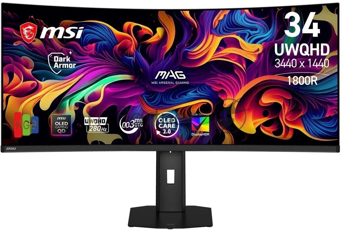 Монитор MSI 34" MPG 341CQP QD-OLED X28 черный QD OLED LED 21:9 HDMI матовая HAS 250cd 178гр/178гр 3440x1440 280Hz DP UW USB 9.3кг