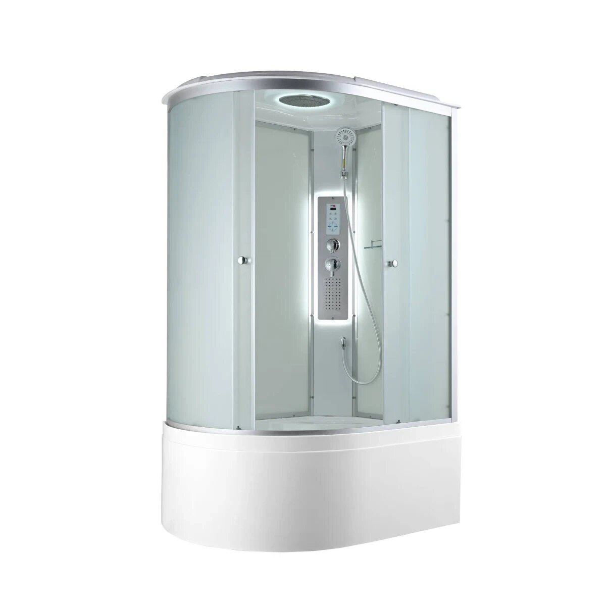 Душевая кабина AvaCan C5012R LED, 120x80x215 см, асимметричная, высокий поддон, профиль алюминий, цвет хром матовый
