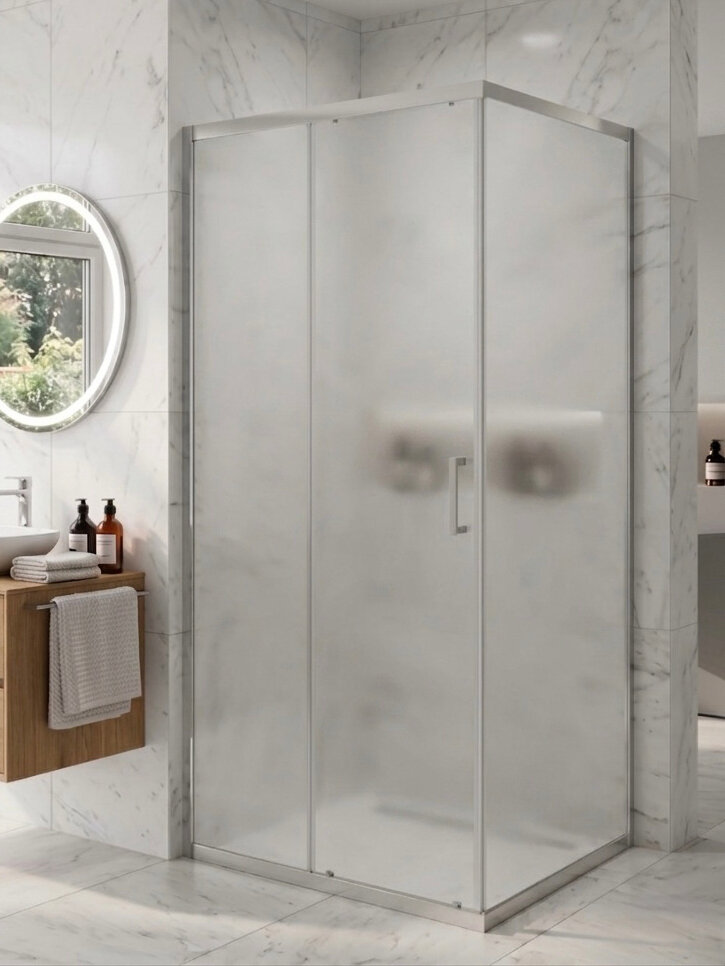 Душевой уголок MaybahGlass MGY-1926-5 100х60 профиль матовый хром, стекло сатин