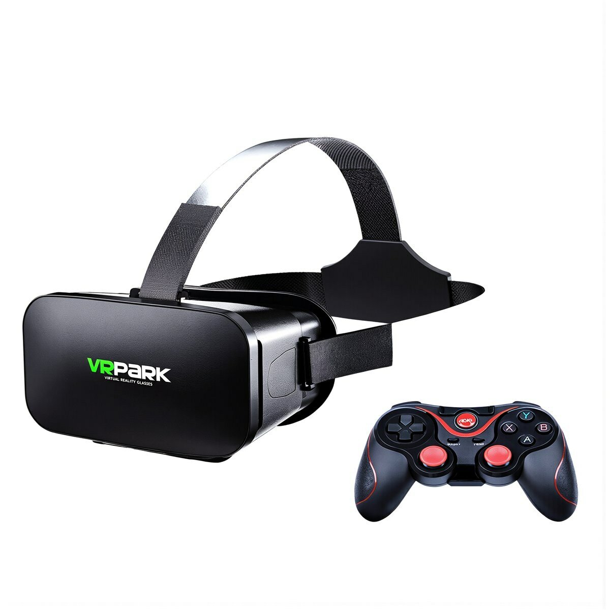 Шлем виртуальной реальности 3D очки VR с беспроводным блютуз контроллером двойная регулировка расстояния для мобильных телефонов компактный переносной, V6+X3 ручка