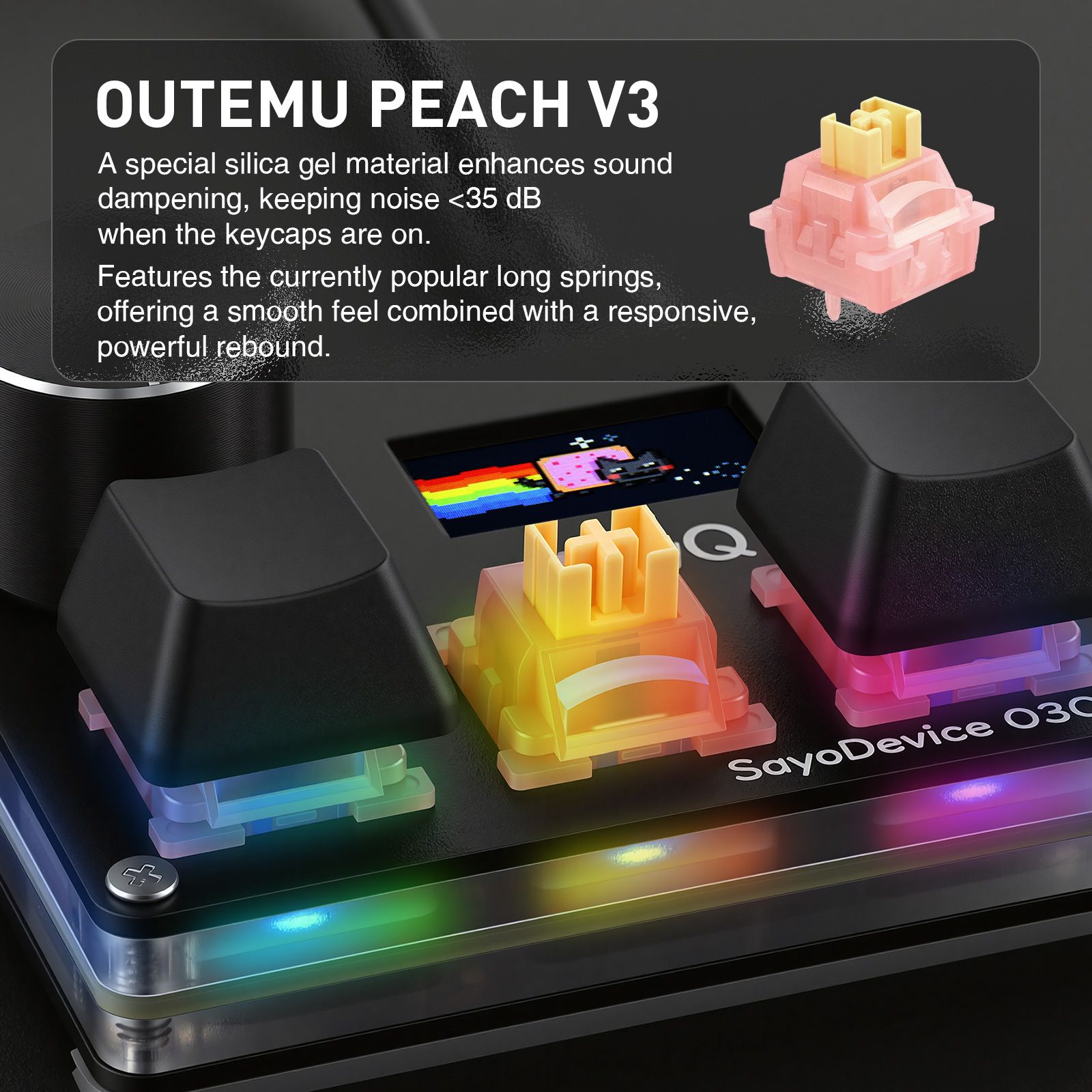 Sayodevice Клавиатура проводная для OSU и Geometry Dash, (Outemu Silent Peach), Русская раскладка, черный