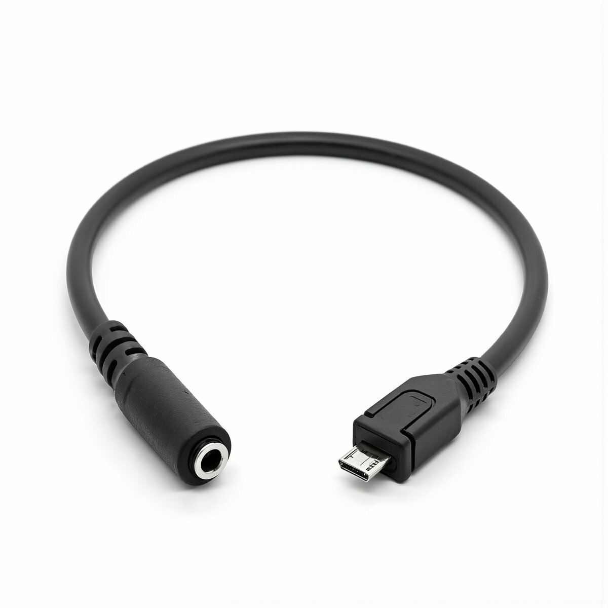 Аудио переходник для наушников микро USB на 3.5 мм кабель 30 см чёрный для домашнего использования подключения смартфона к гарнитуре передача звука