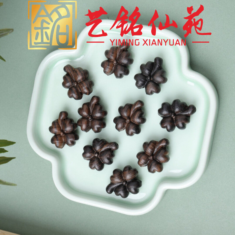 Yiming Xianyuan Эбеновое дерево Клевер Резная деревянная подвеска бусина для украшений 1шт