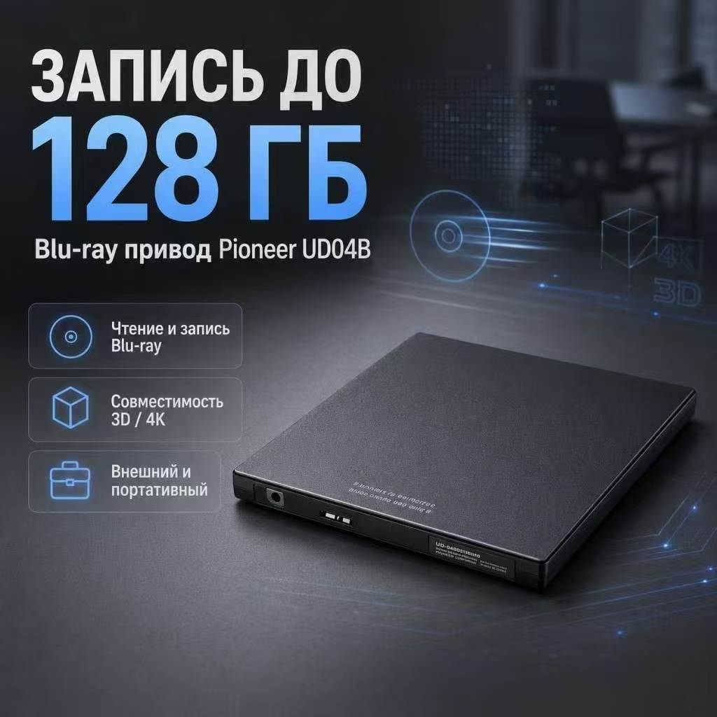 Внешний проигрыватель Blu-ray UD04B USB3.0 поддерживает формат 4K 3D