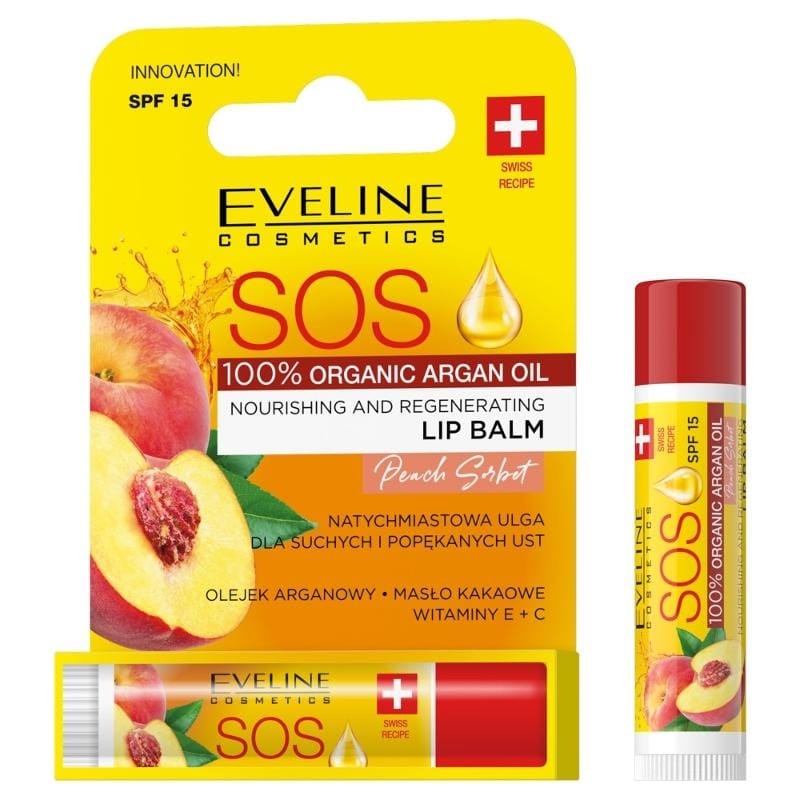 Бальзам для губ Eveline Cosmetics SOS Peach Sorbet, персиковый сорбет
