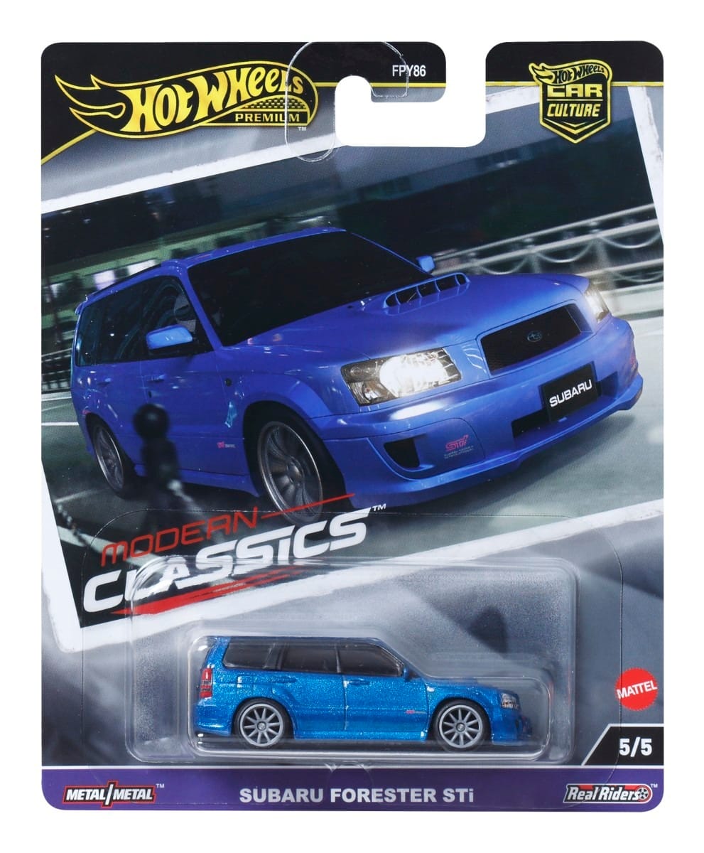 Игрушечная машинка Hot Wheels Premium Kultowe auta Subaru Forester STi HRV74, синий, 1:64