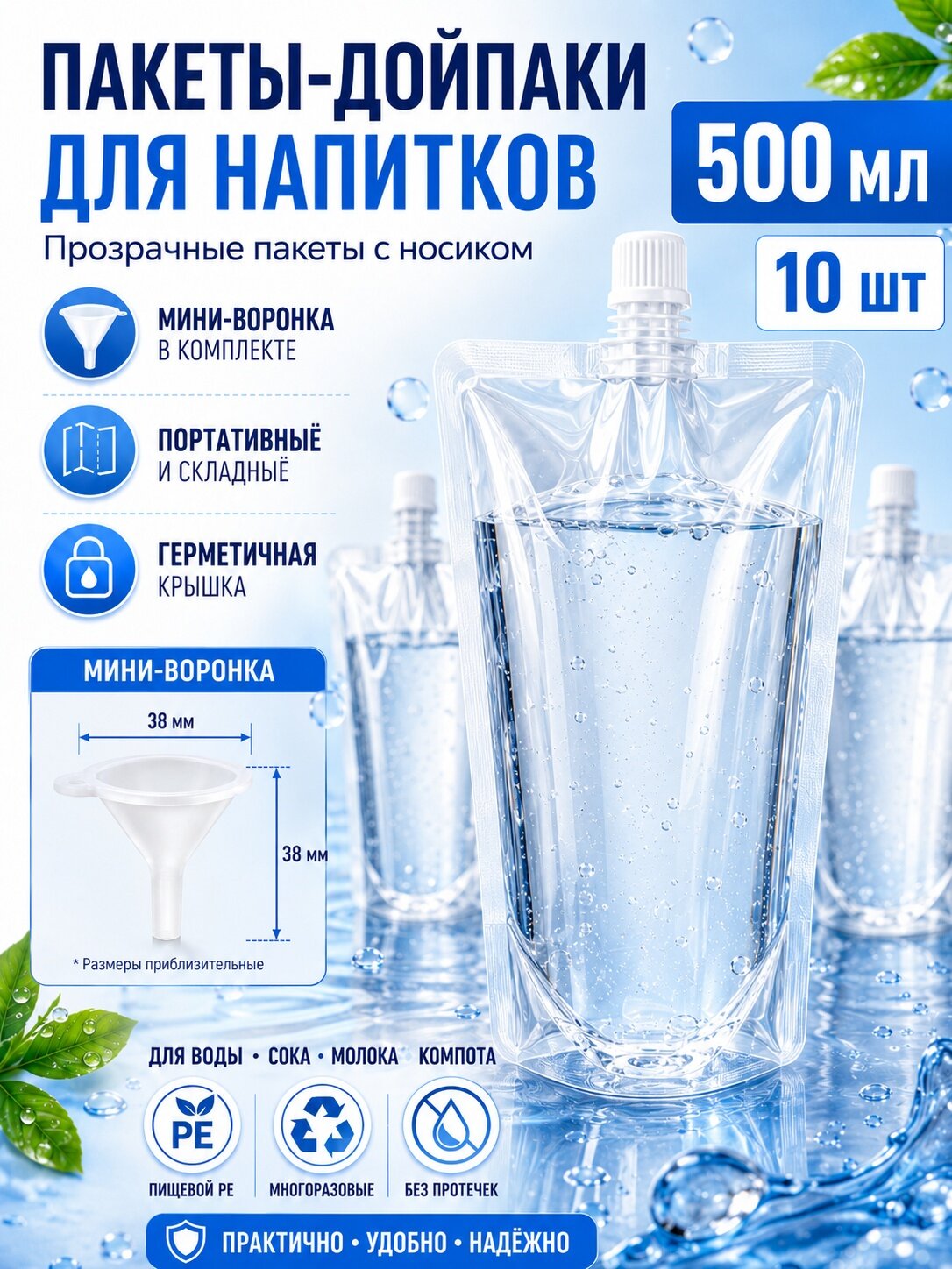 Пакет для продуктов 25x15x2 см, 10 шт