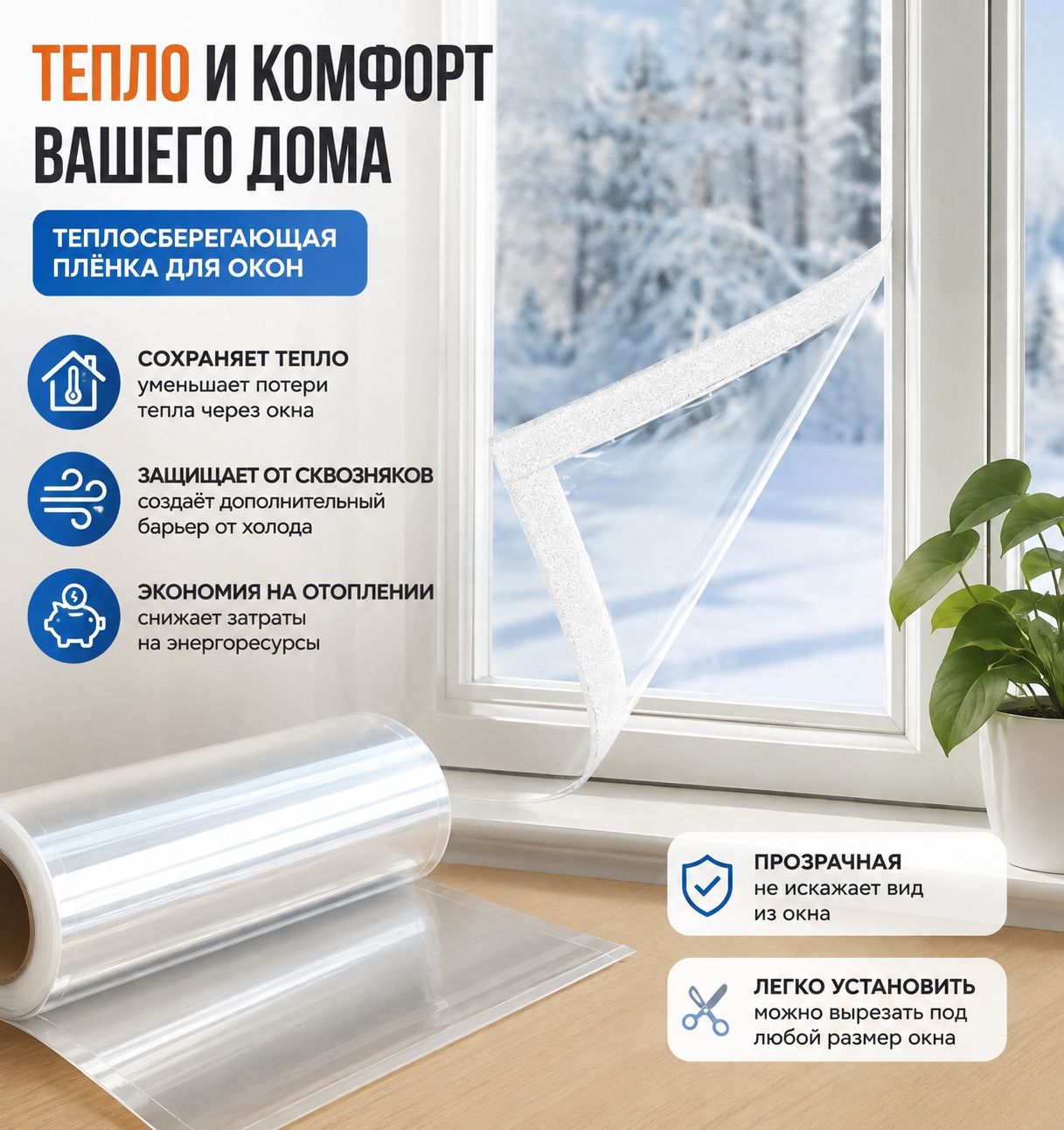 Пленка теплосберегающая для окон, термопленка 80 х 85м.