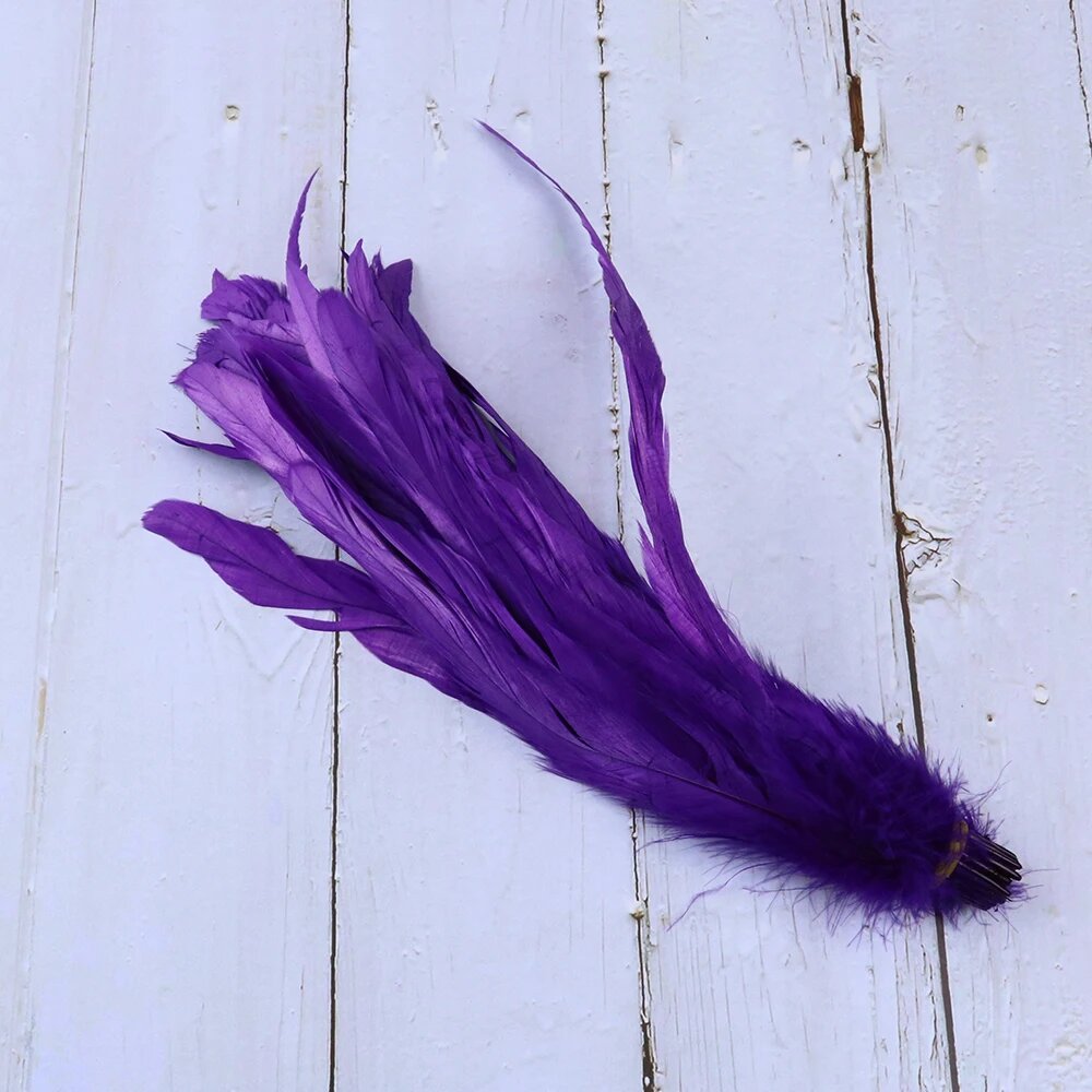 Натуральные перья петуха красные 25-30 см 50/100 шт Фиолетовый, 100Pcs, purple