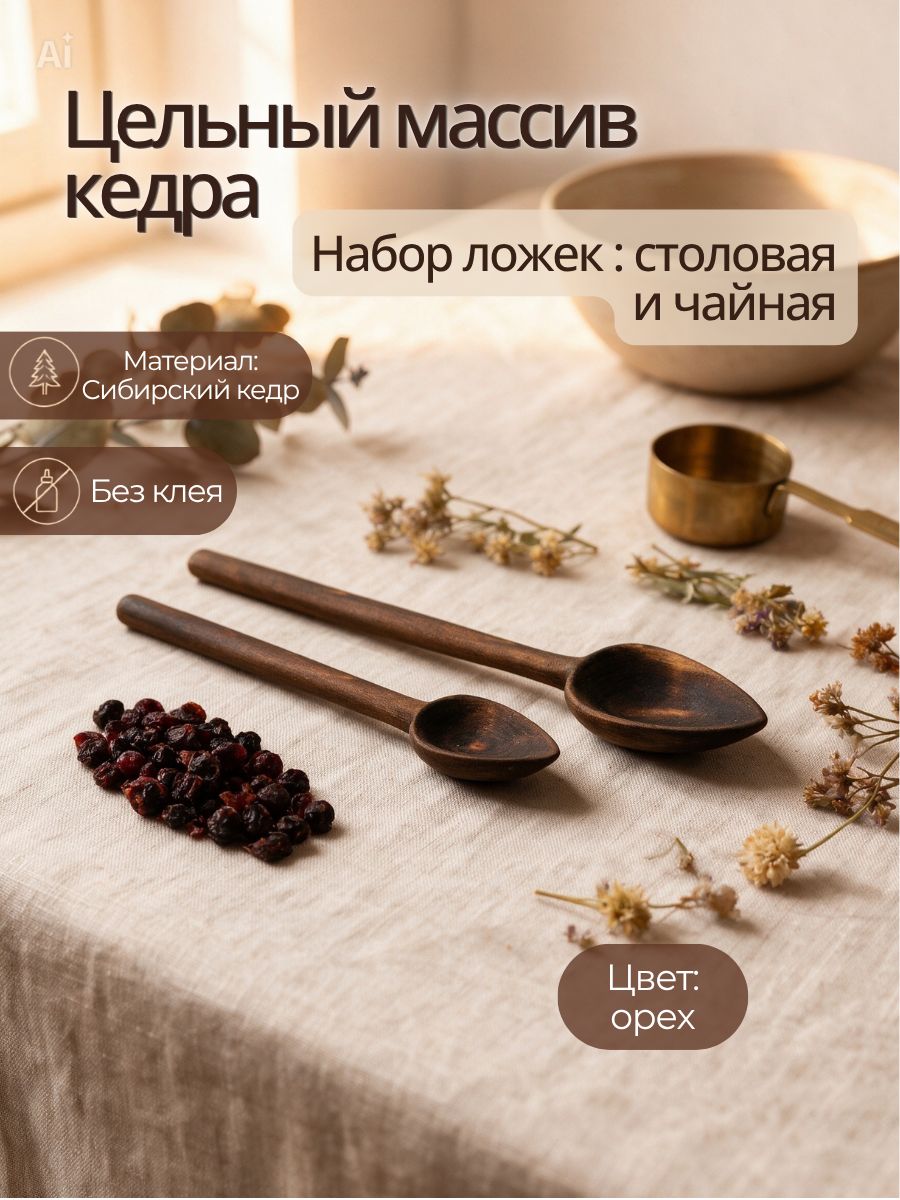 Набор ложек деревянных из кедра LN5