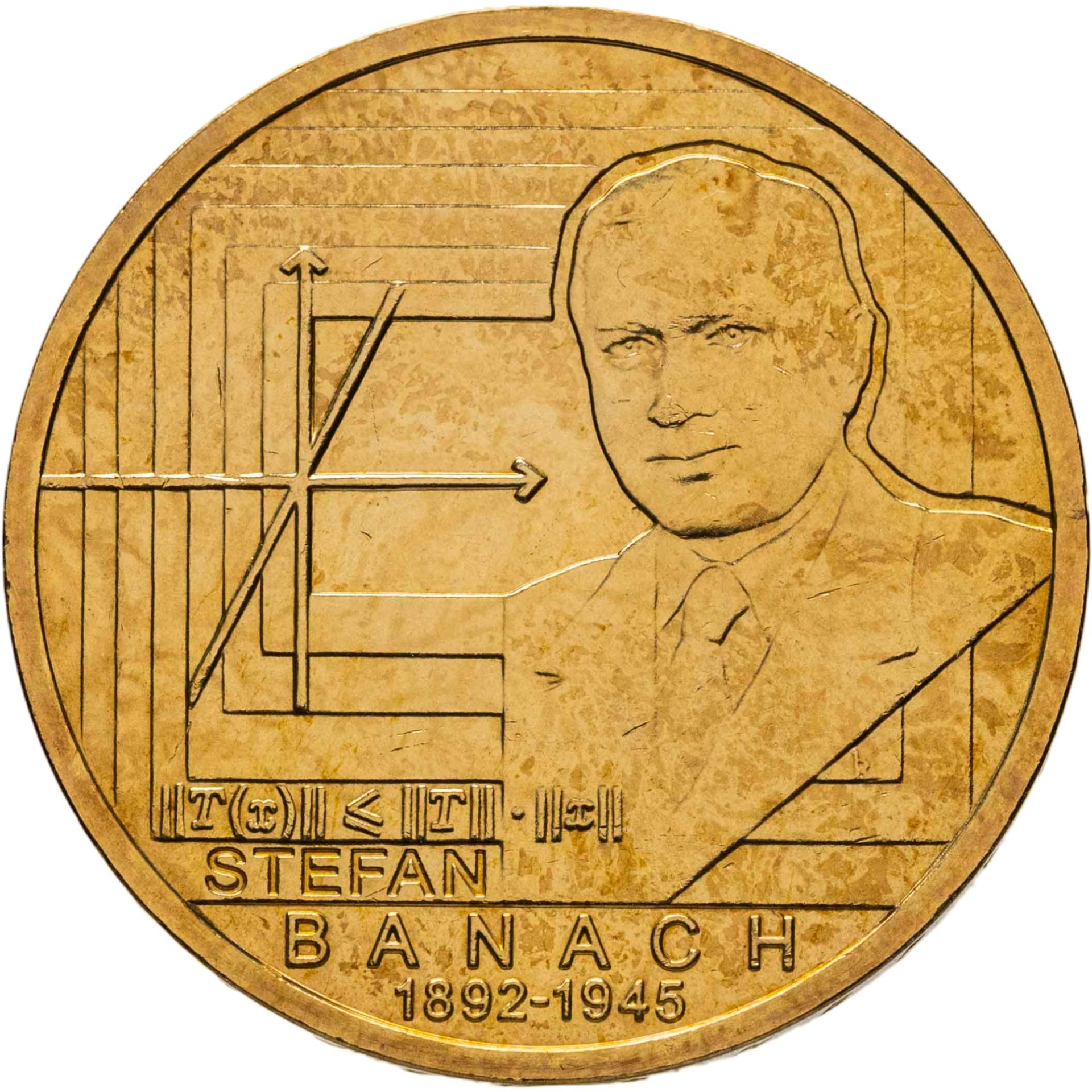 Польша 2 злотых 2012 "Стефан Банах, математик 1892-1945", Латунь, в сохранности UNC