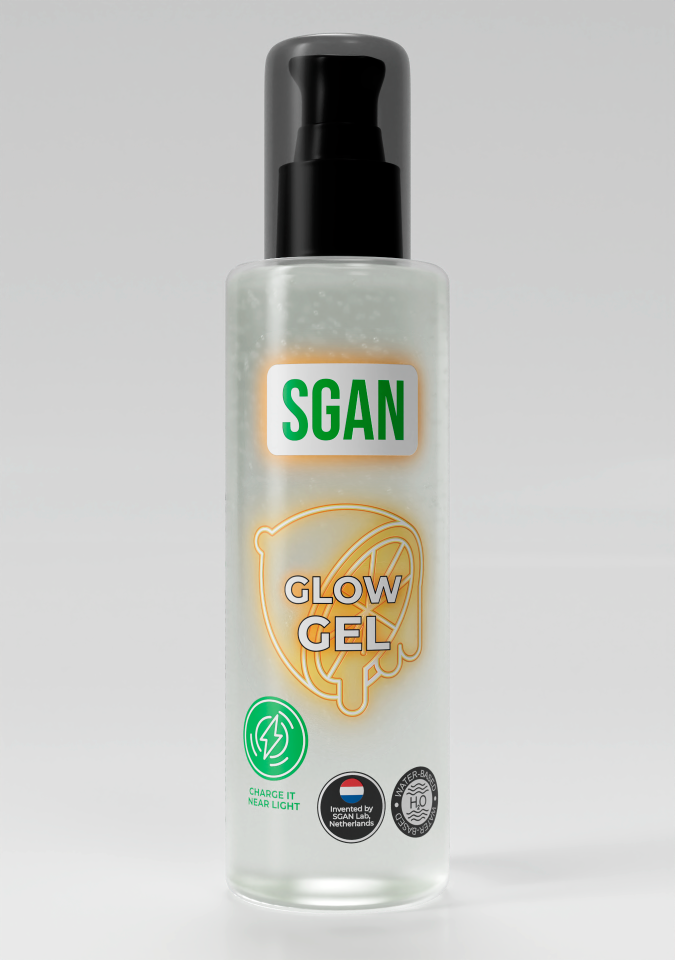 Светящийся интимный гель SGAN "GLOW GEL" на водной основе, аромат лимон-лайм, 110 мл, с удобным дозатором