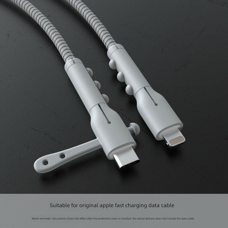 Силиконовый чехол для кабеля iPhone с двойными наконечниками и 1м шнуром для iPhone 12-16, серый