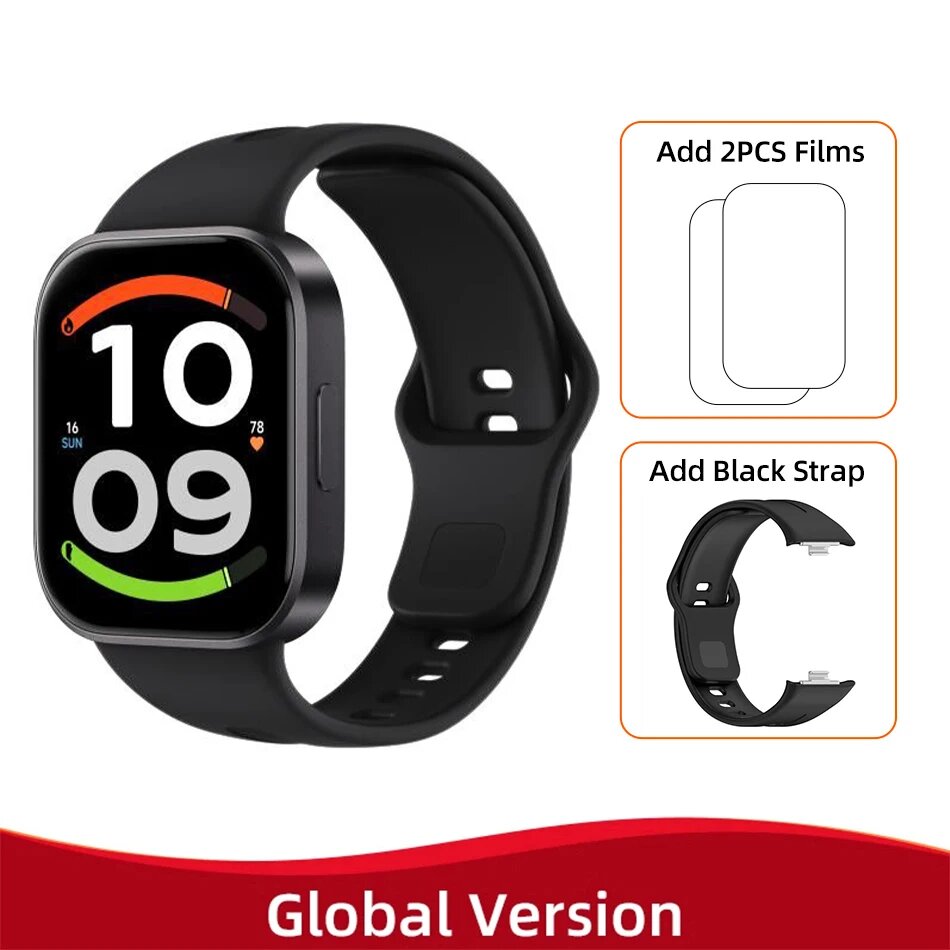 Xiaomi Redmi Watch 6 Active, черный, с черным ремешком