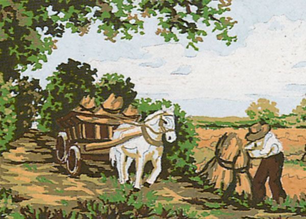 Канва (страмин) с нанесённым рисунком "На поле" Collection D'Art 16*11 см