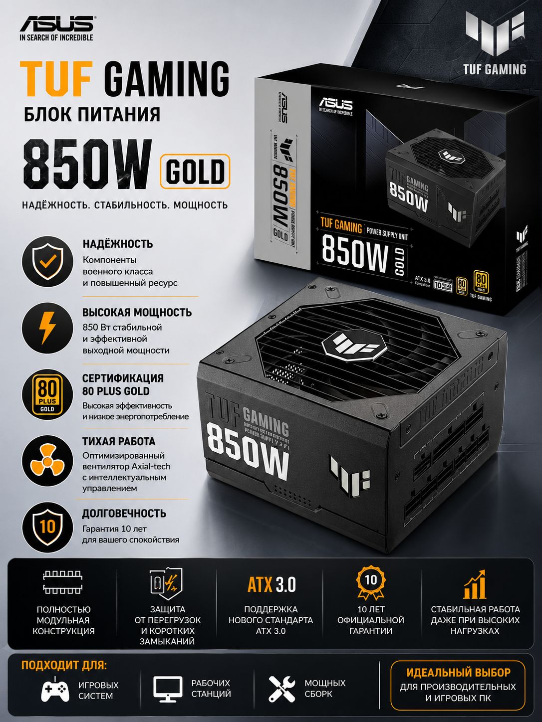 Блок питания ASUS TUF GAMING 850W