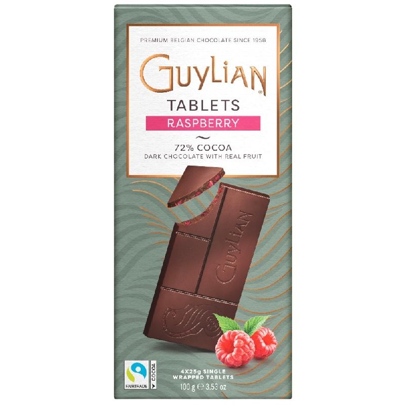 Шоколад GUYLIAN RASPBERRY горький 72% с малиной 100г