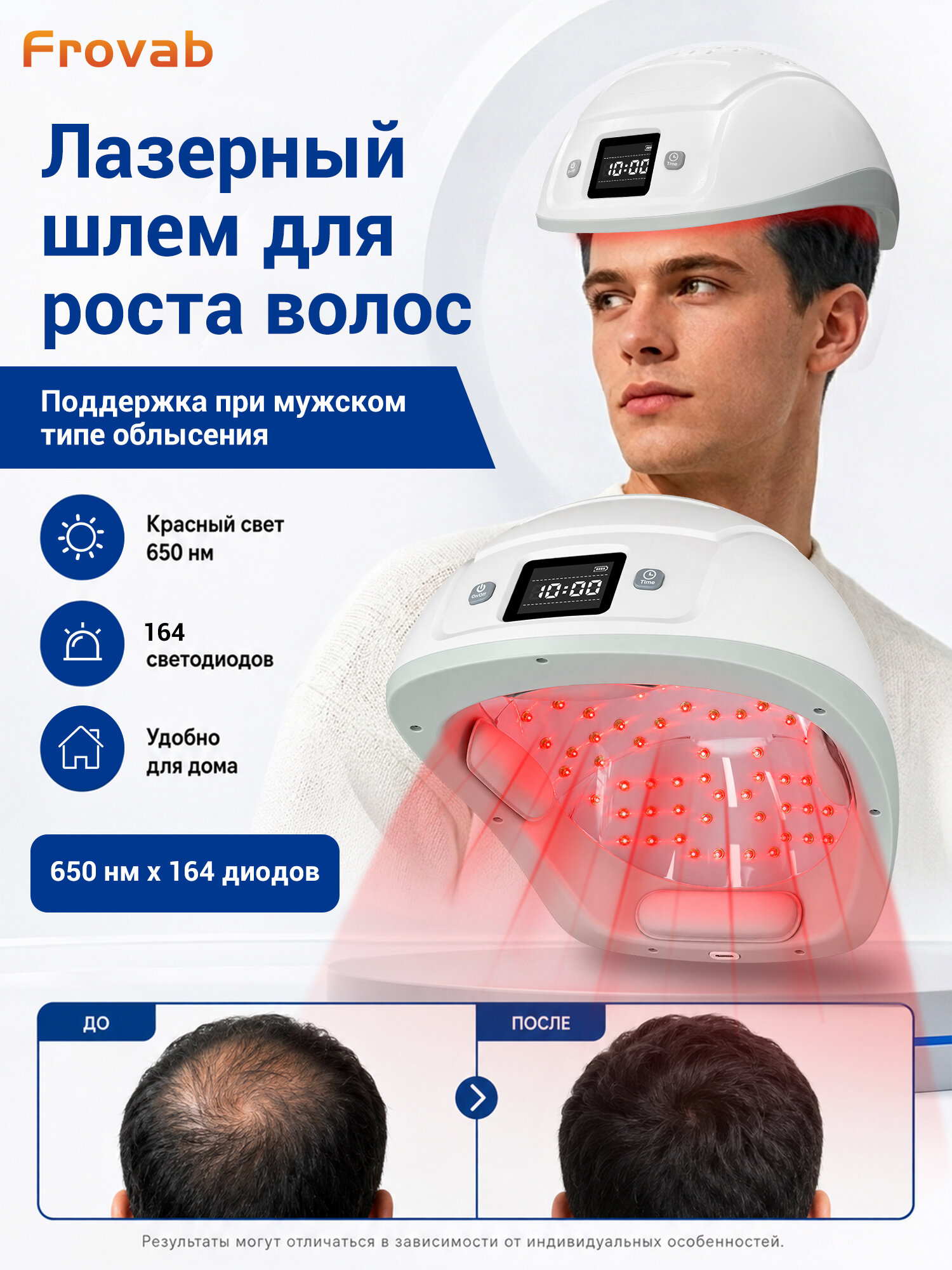 Лазерный шлем для роста волос 164 светодиодов 650нм, домашняя фототерапия, стимуляция фолликулов, против выпадения волос