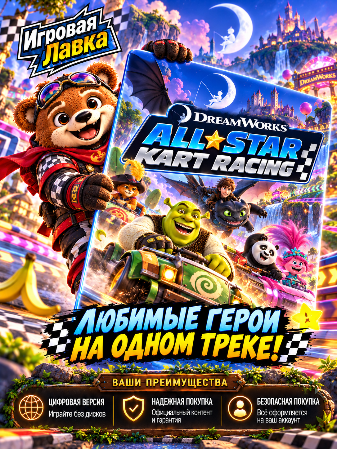 DreamWorks All-Star Kart Racing Standard Edition для PlayStation | США | Цифровой код активации