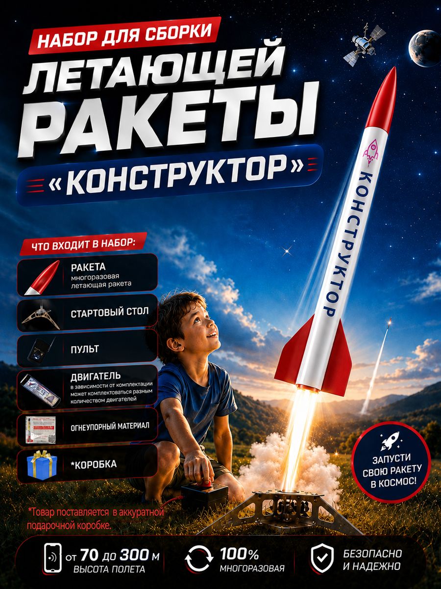 Многоразовый летающий набор ракеты - "Конструктор+" для детей и взрослых!