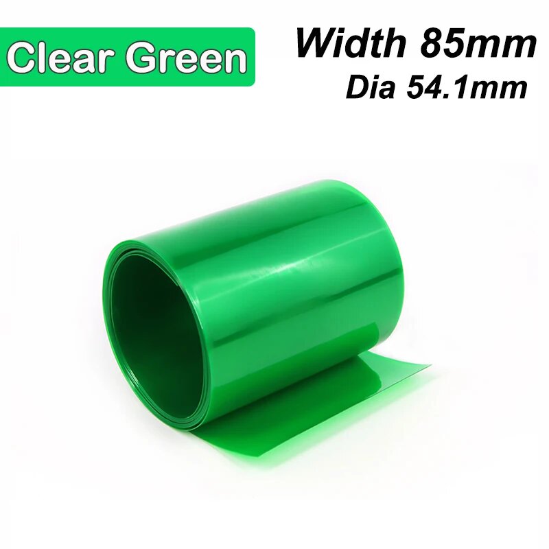 Термоусадочная трубка ПВХ 85 мм Зеленый, Clear Green, 2m