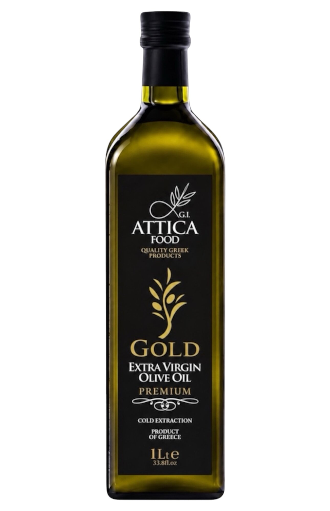 Oливковое масло 1л Attica Food GOLD (Греция, Пелопоннес, Extra Virgin, стекло)