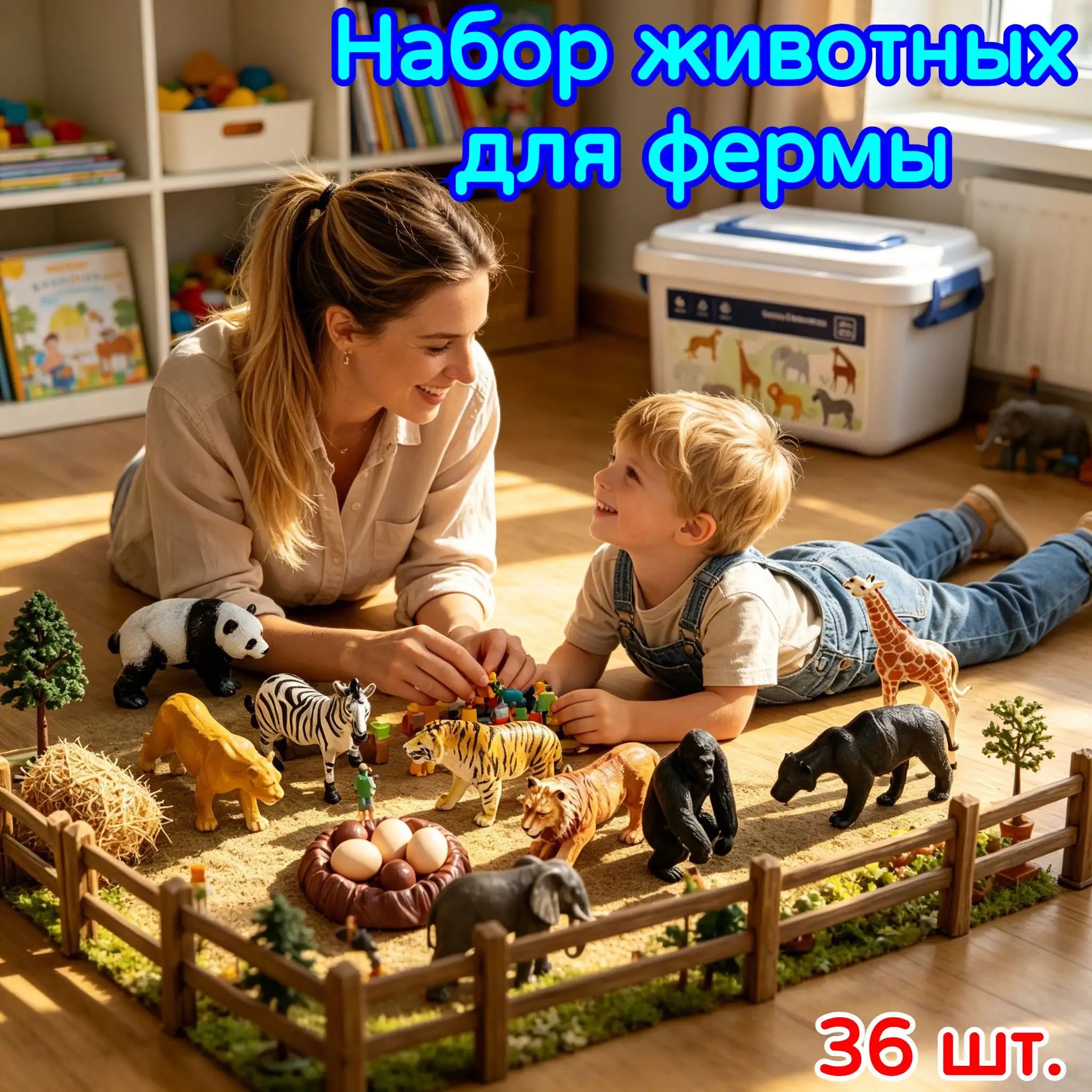Набор игрушек Ферма, фигурки домашних и диких животных с домом фермера, развивающий набор для детей от 3 лет, ролевая игра