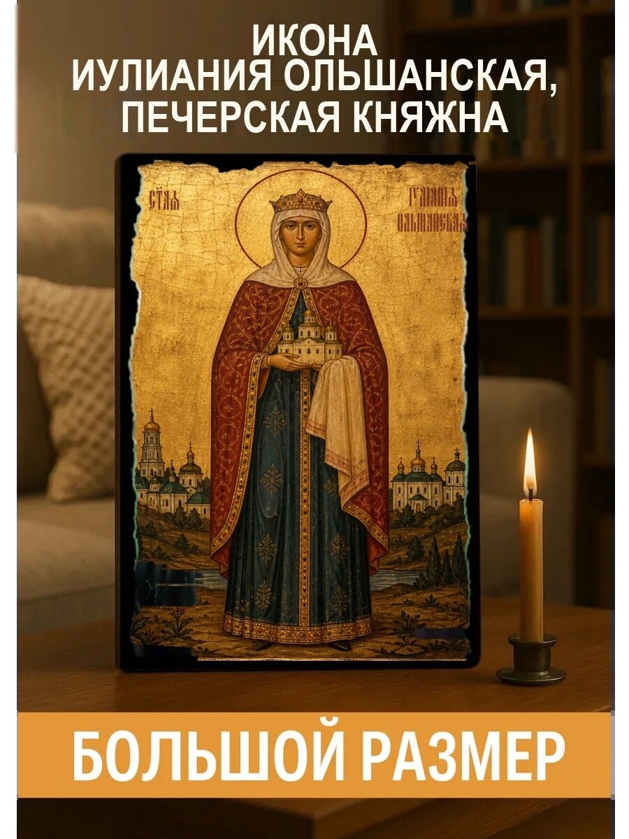 Икона Иулиания Ольшанская, Печерская княжна, на дереве, 30×40 см