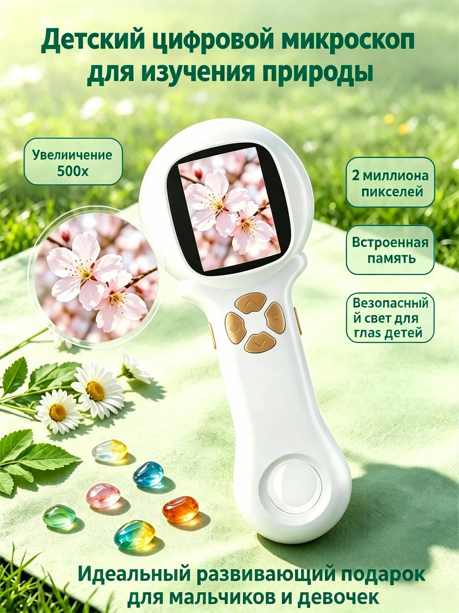 Портативный детский микроскоп-лупа, карманная электронная лупа