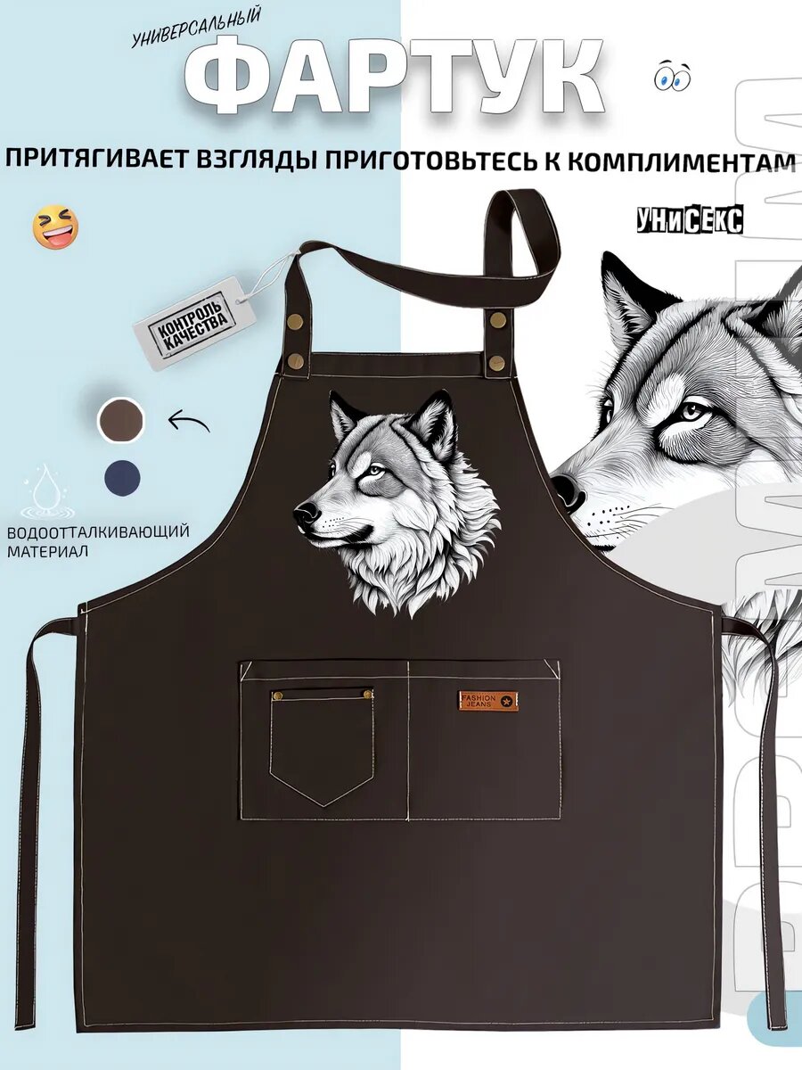 Фартук Хаски Husky Порода Собака Пес Питомец кухонный с принтом универсальный