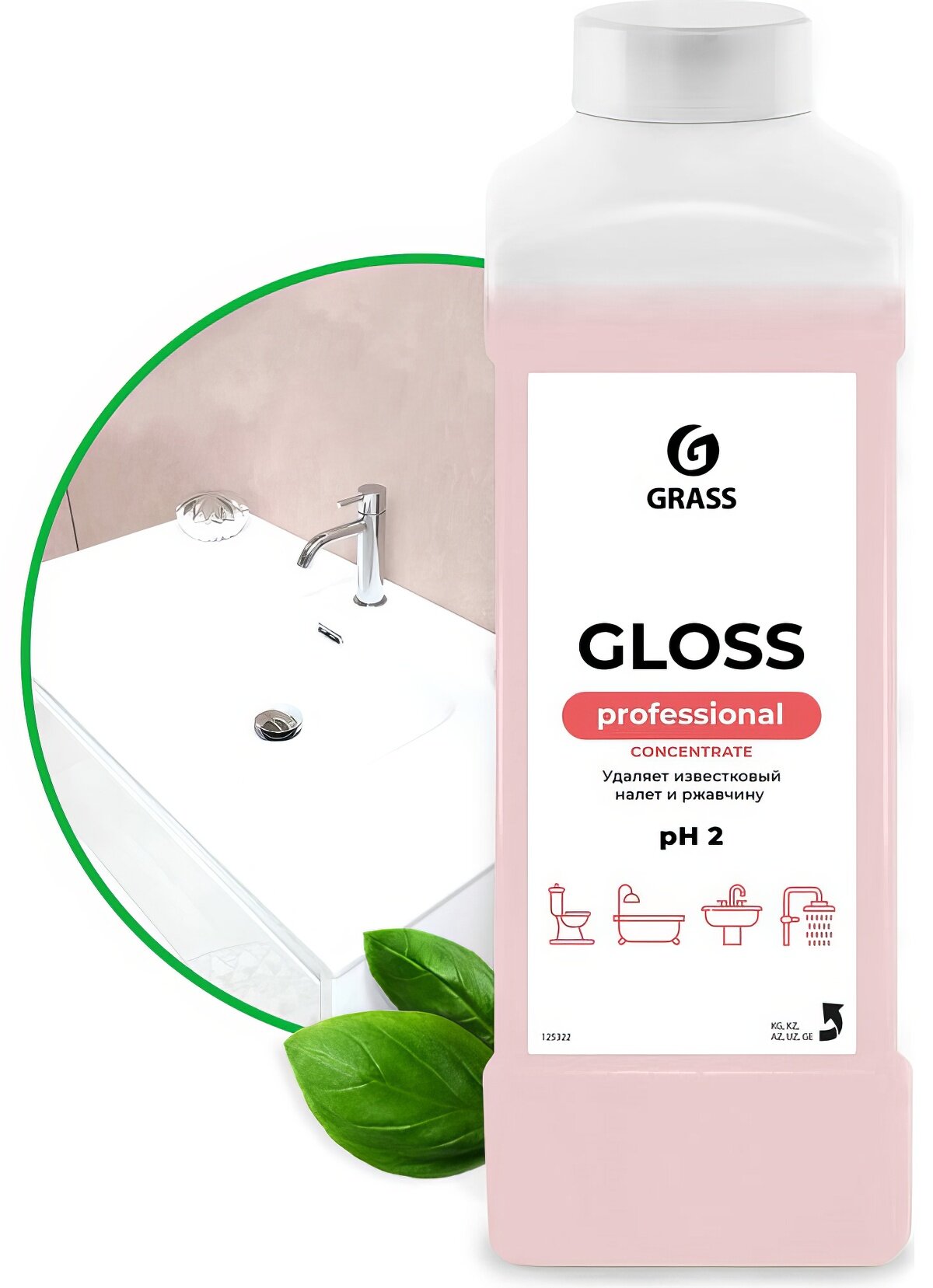 Концентрированное чистящее средство для ванной комнаты Grass Gloss 1л 125322