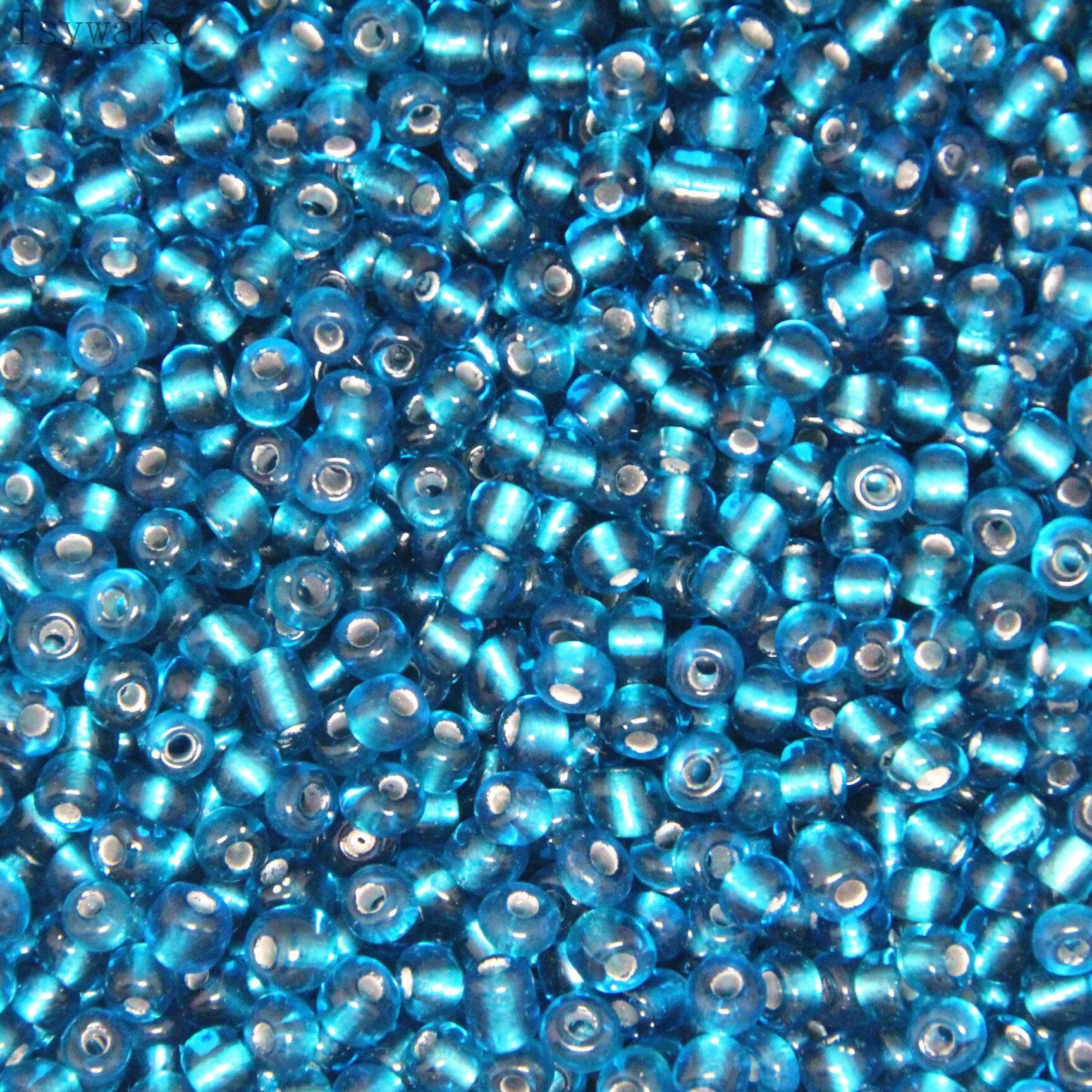 Серебристые стеклянные бусины Isywaka 2 мм, 3 мм, 4 мм Синий, 4mm 100pcs, lake blue silver