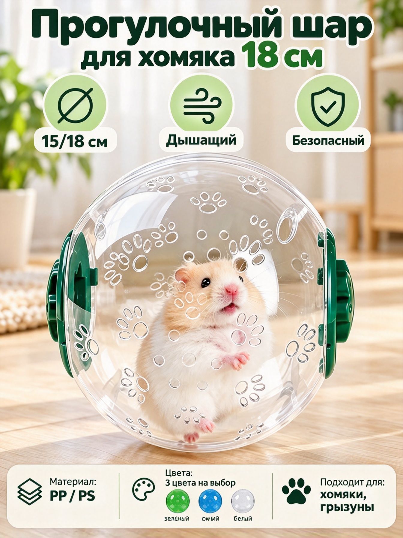 Прогулочный шар для хомяка, беговой шар для грызунов, 18 см, прозрачный пластиковый шар для сирийских и джунгарских хомяков, безопасная игрушка для активных игр