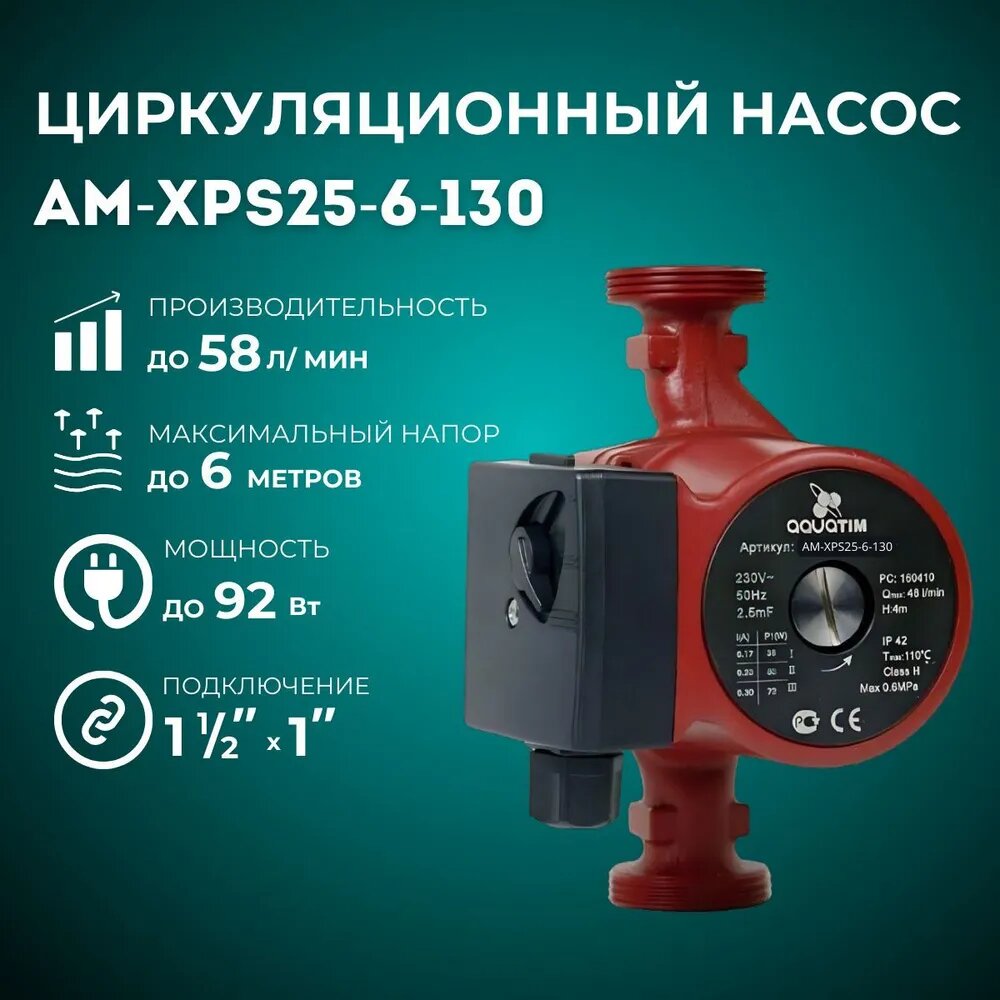 Циркуляционный насос для отопления 25/60-130 мм ТИМ