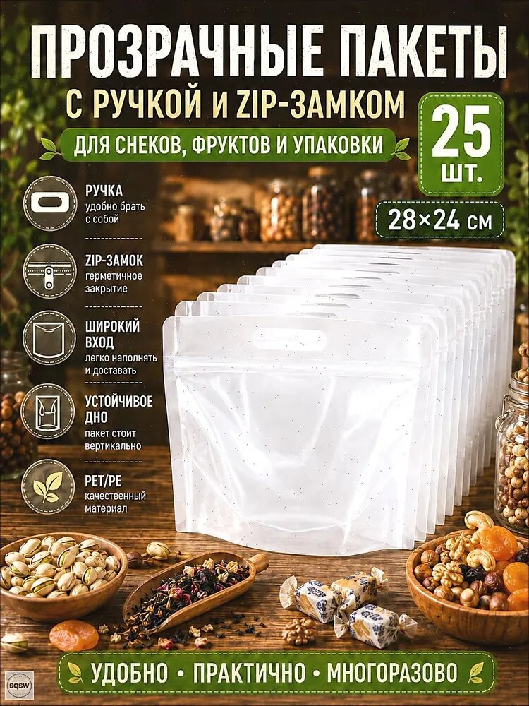 Пакет Дой-пак 24X28 см, 25 шт, 200 мкм
