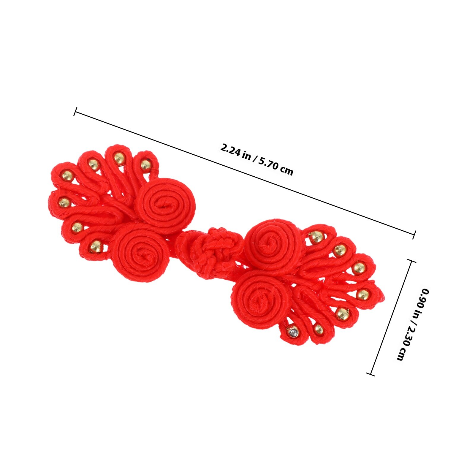 Кнопки Для Шитья 12 Пcs Китайский Узел На Одежду Размер 5.70X2.30X0.60Cm Цвет Красный