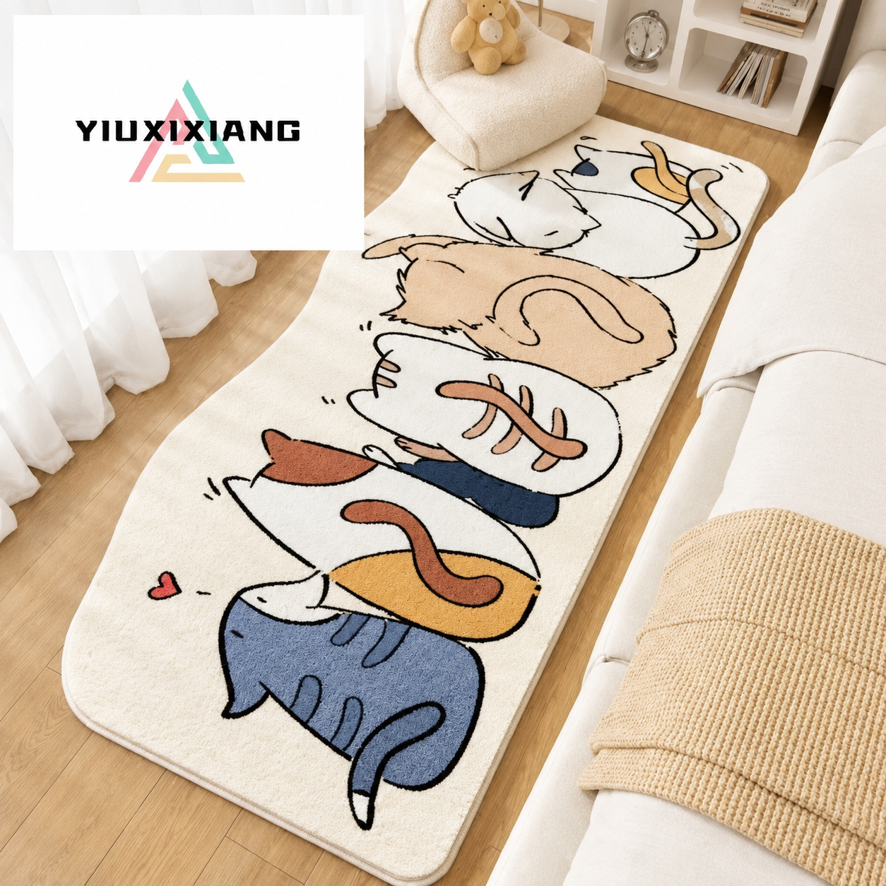 Длинный коврик-дорожка 40x120 см с изображением котёнка, искусственный кашемир, нескользящая основа