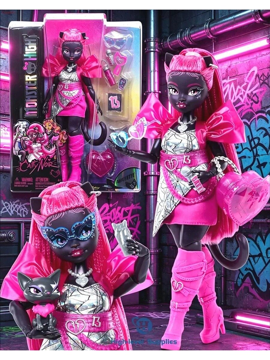 Кукла Monster High Кэтти Нуар G3 2024 с аксессуарами и питомцем