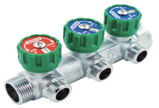 Коллектор регулирующий под евроконус 1" x 3/4"-3 отвода ZEISSLER ZSc.401.0603NE