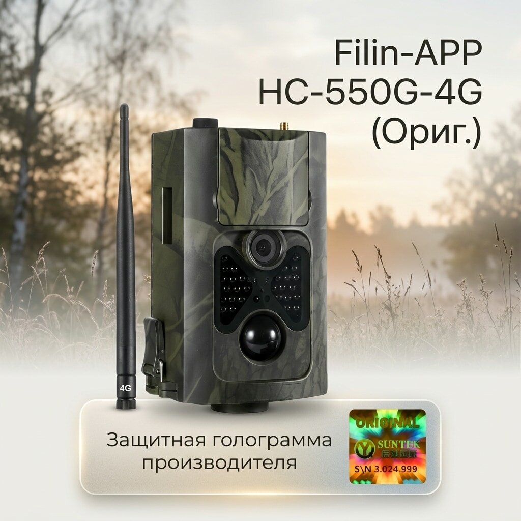 Уличная 2K (2048x1080) фотоловушка 4G с дисплеем Filin-APP HC-550G-4G