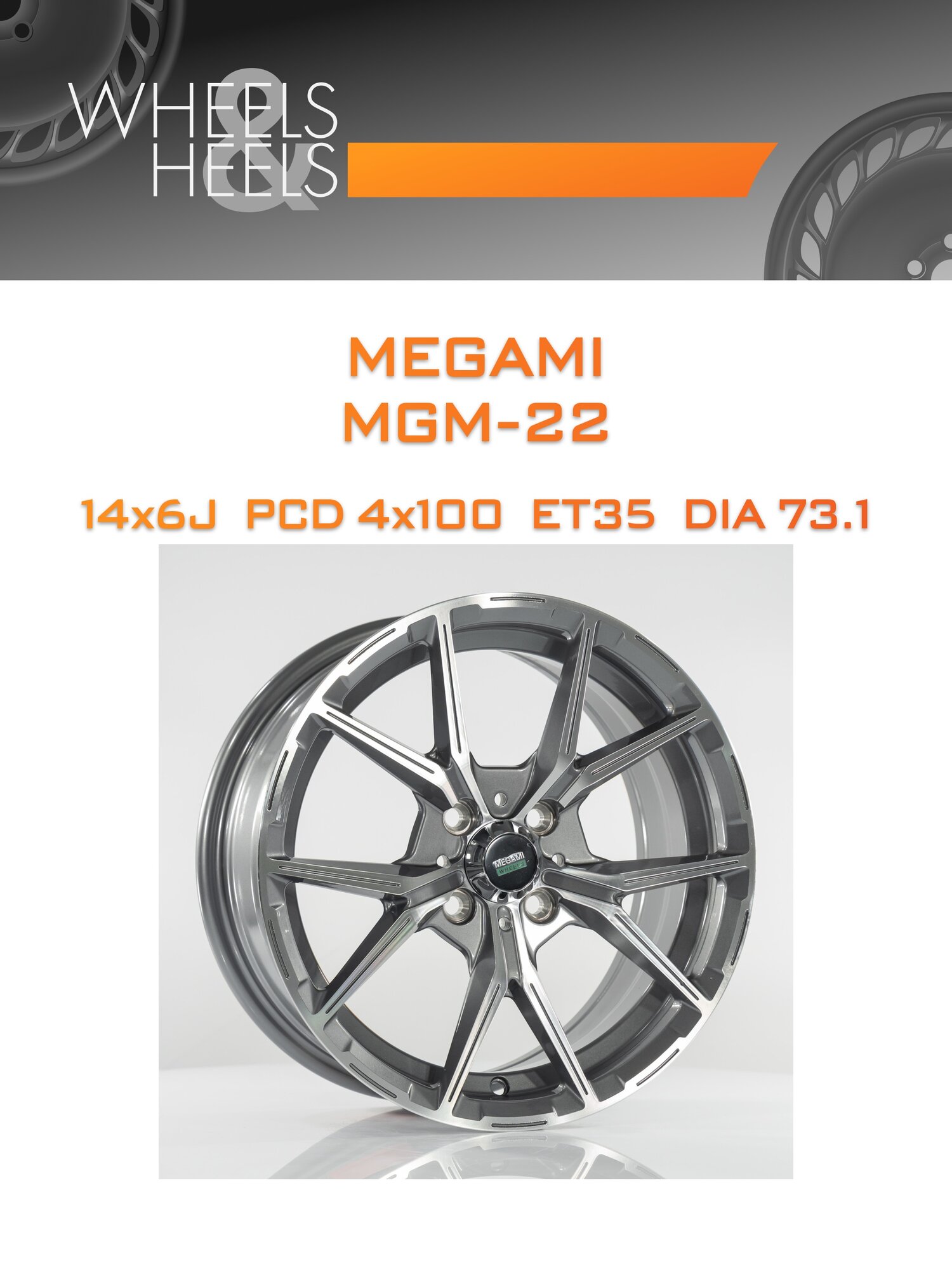 Диск автомобильный литой Megami MGM-22 14x6 4x100 et35 dia73.1 gmf