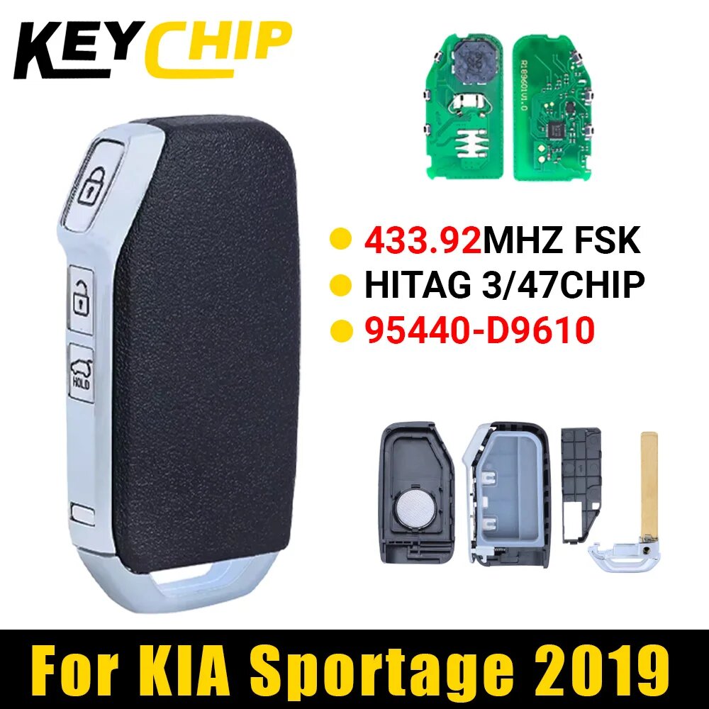 Ключ-чип 95440-D9610 для KIA Sportage 2019 2020 2021 433 МГц ID47 Пассивный бесконтактный вход без ключа Go Smart Car Remote Car Key