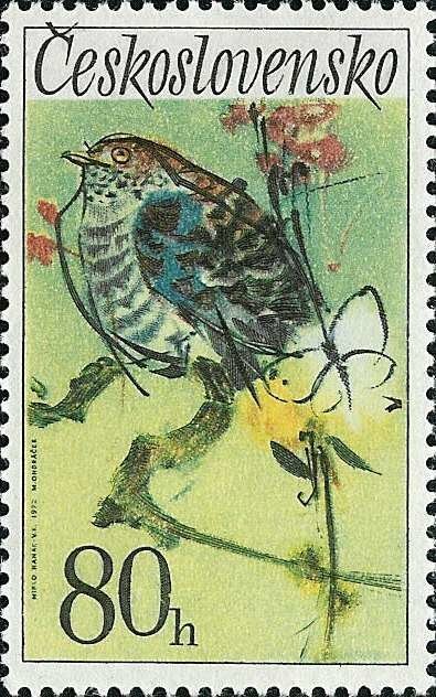(1972-062) Марка Чехословакия "Кукушка обыкновенная" Певчие птицы III