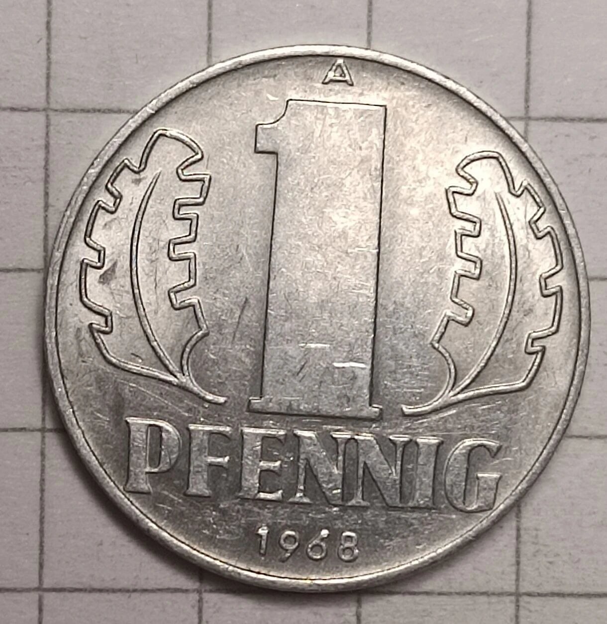 1 пфенниг 1968, ГДР