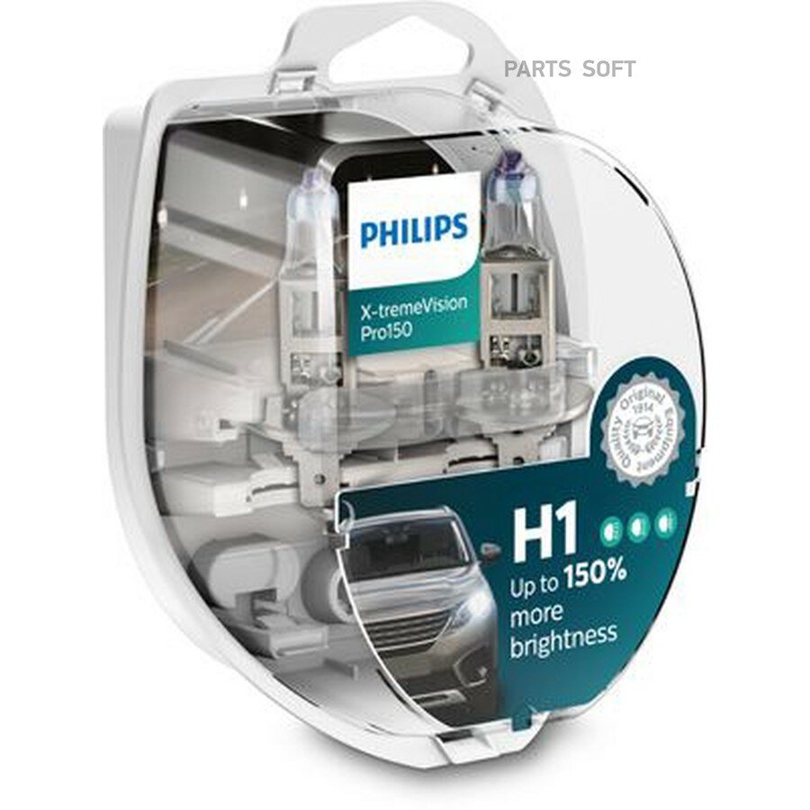 Лампа автомобильная H1 12V- 55W P14,5s X-treme Vision Pro150 2шт Philips от официального дистрибьютора, PHILIPS, артикул 12258XVPS2